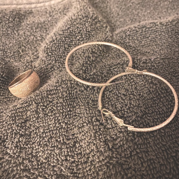 Jewelry | Big 9s Hoop Earrings With Matching Vintage 90s Ring | Poshmark